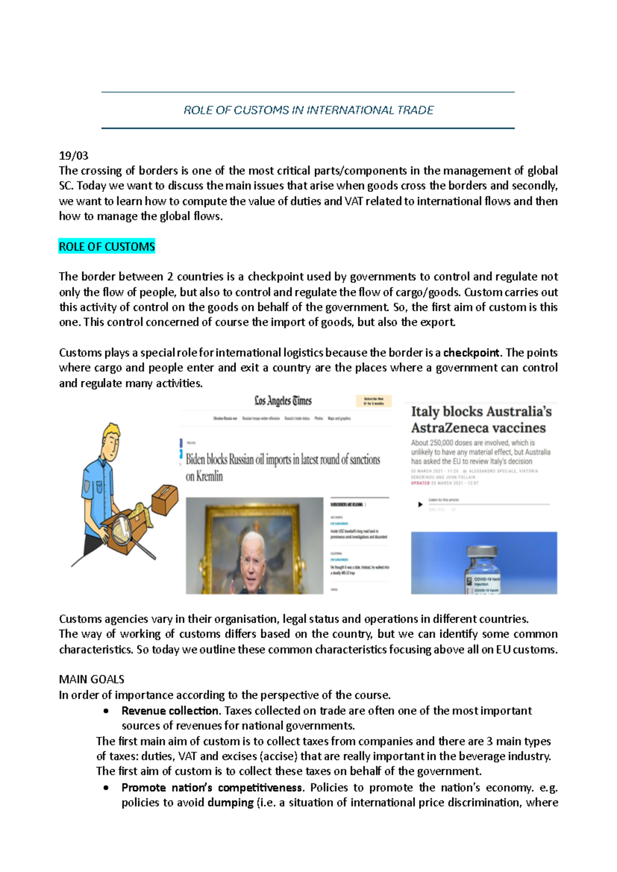 ROLE OF Customs in International Trade - ROLE OF CUSTOMS IN ...