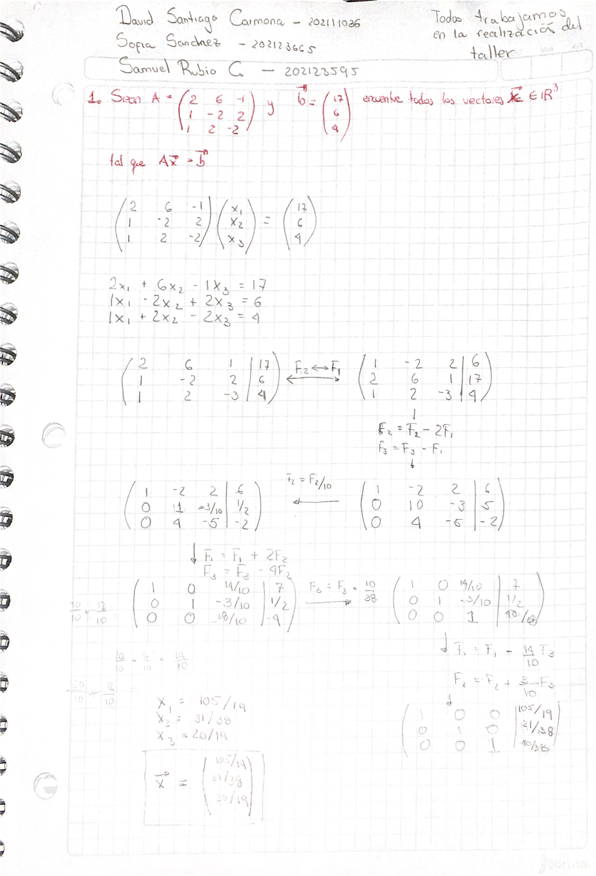 Taller 5 lineal punto 1 y 4 - Álgebra Lineal - Studocu