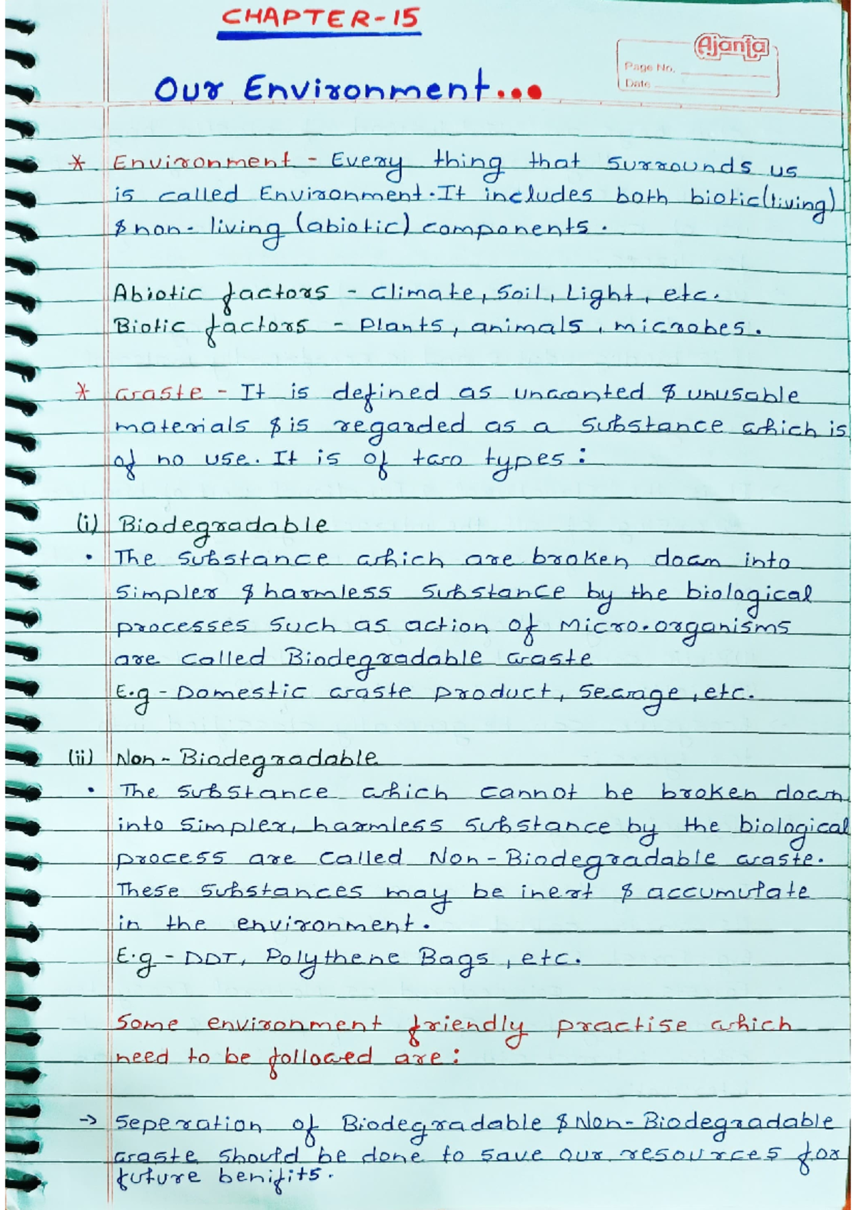 Biology Our Environment Notes - Biology SL - Studocu