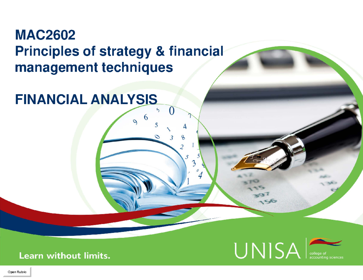 Microsoft Power Point - Class 3 Financial Analysis - MAC2601 - Unisa ...