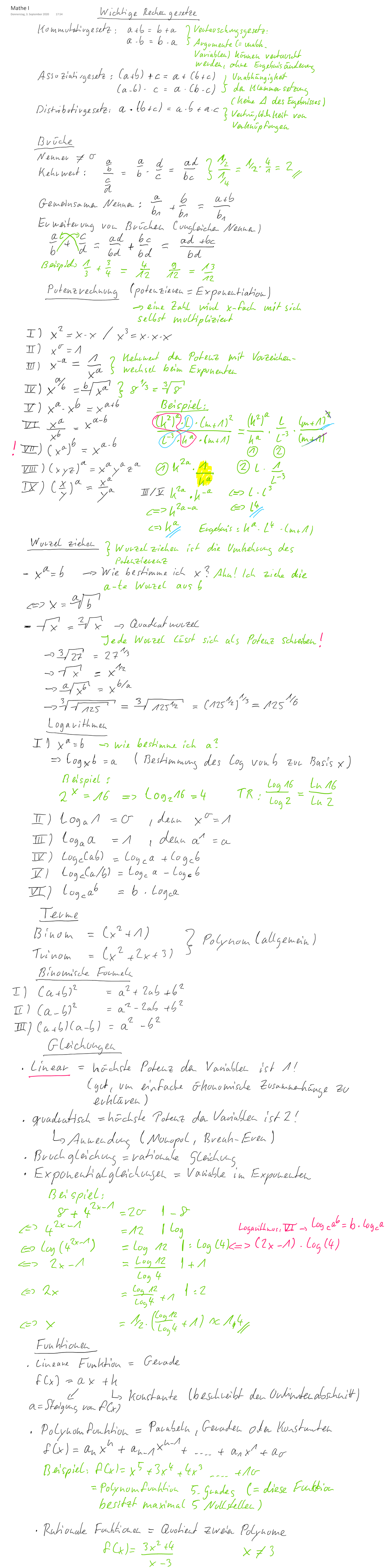 Mathe I - Management Basics - Mathe I Donnerstag, 3. September 2020 17 ...
