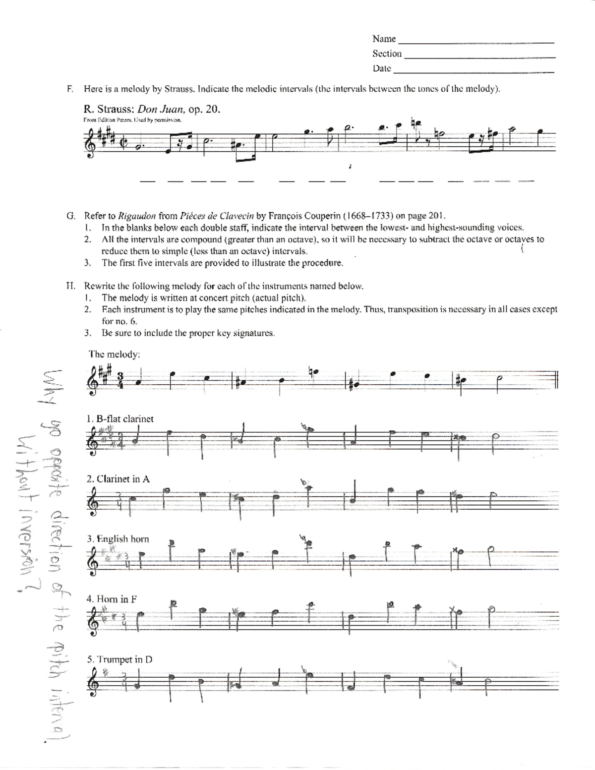 Transposition Ass1 p1 - AP Music Theory with Mr. Stivitts - Studocu