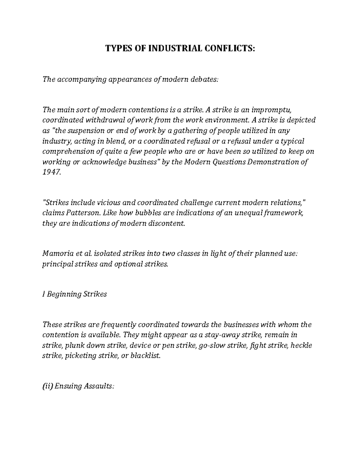 Types OF Industrial Conflicts - TYPES OF INDUSTRIAL CONFLICTS: The ...