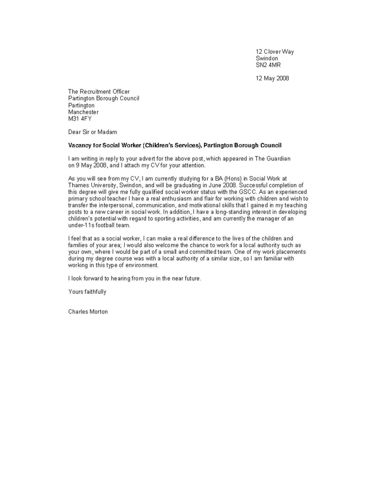 Application letter - Ejemplo de carta de presentación para preparar B2 ...