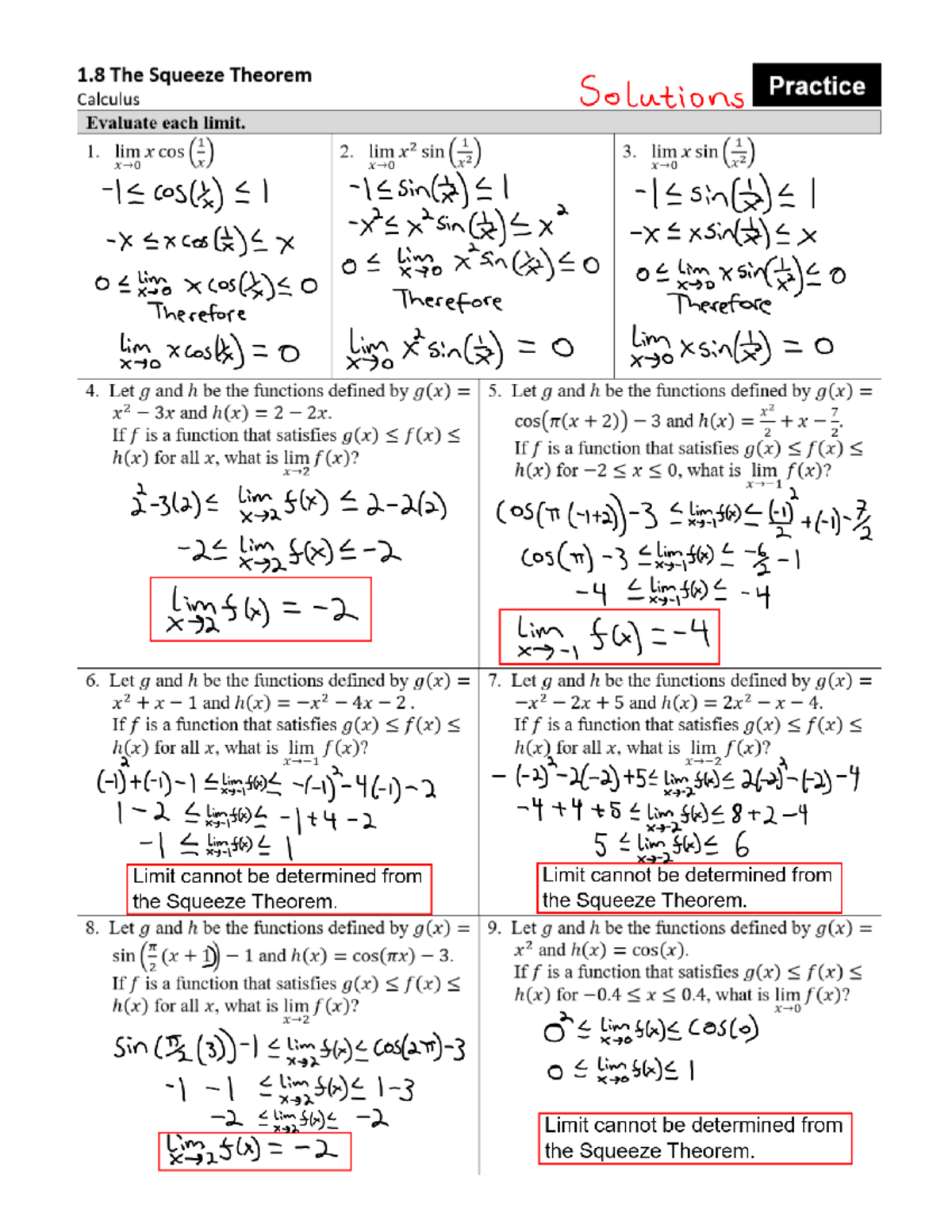 Calculus Ab unit 1.8 Answer key - MATH 1C - Studocu