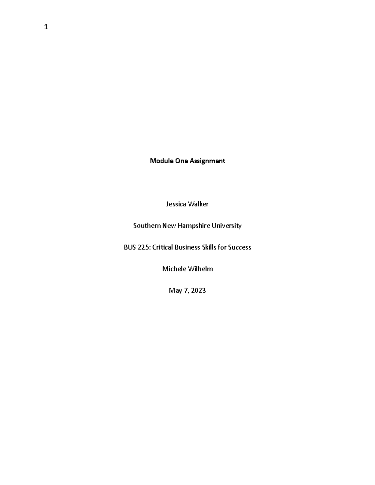 BUS225 Module One Assignment - Module One Assignment Jessica Walker ...
