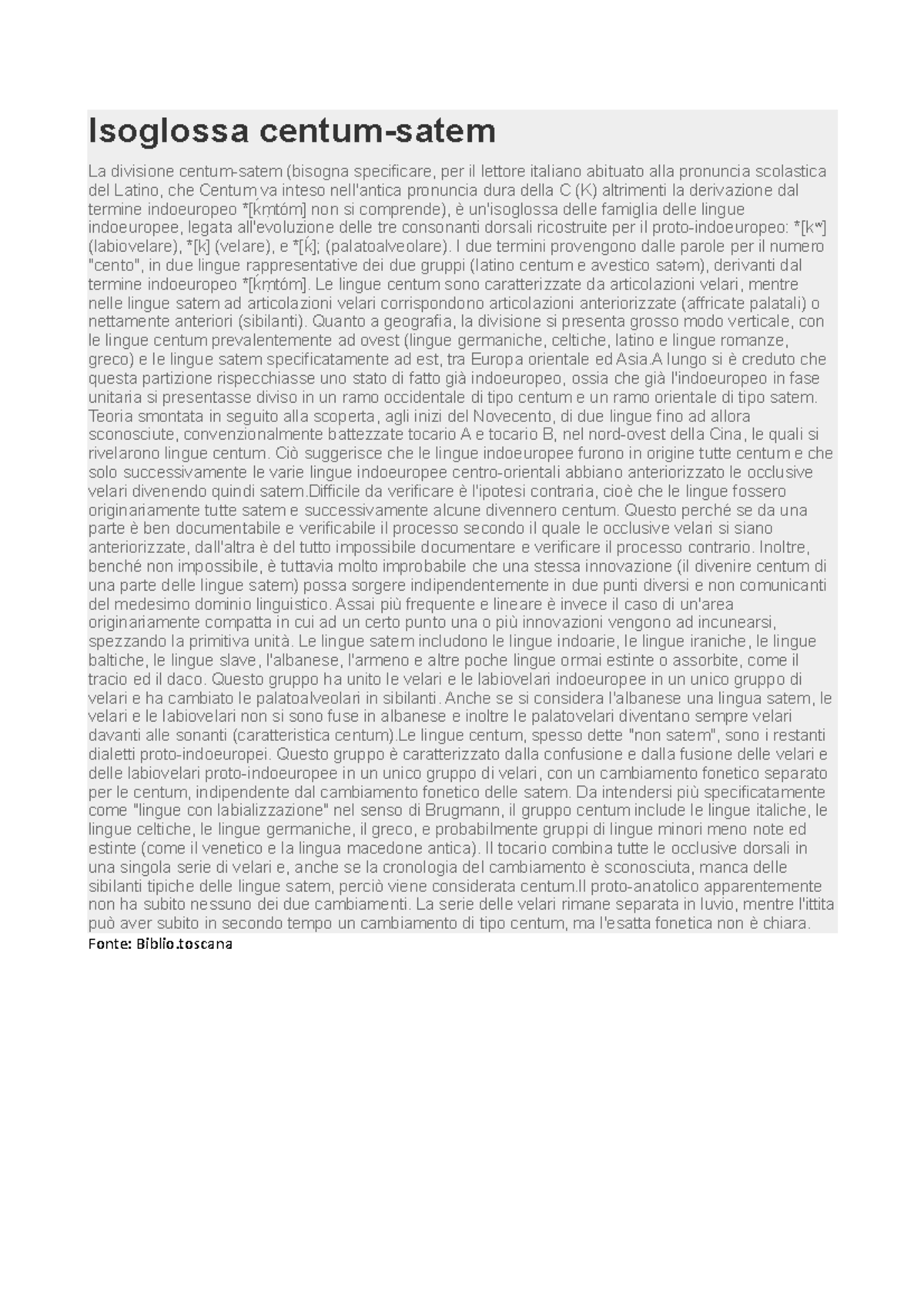 Isoglossa centum - Isoglossa centum-satem La divisione centum-satem ...