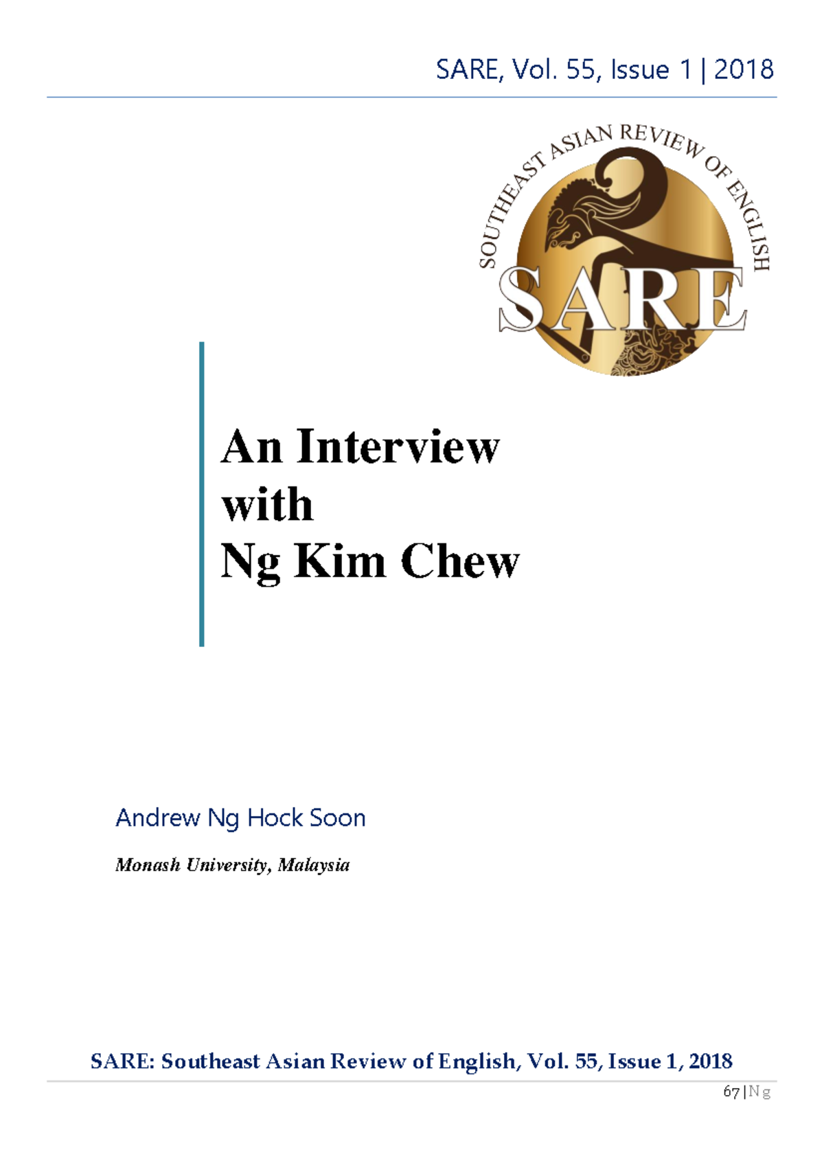 An Interview with Ng Kim Chew - Andrew Ng Hock Soon Monash University ...