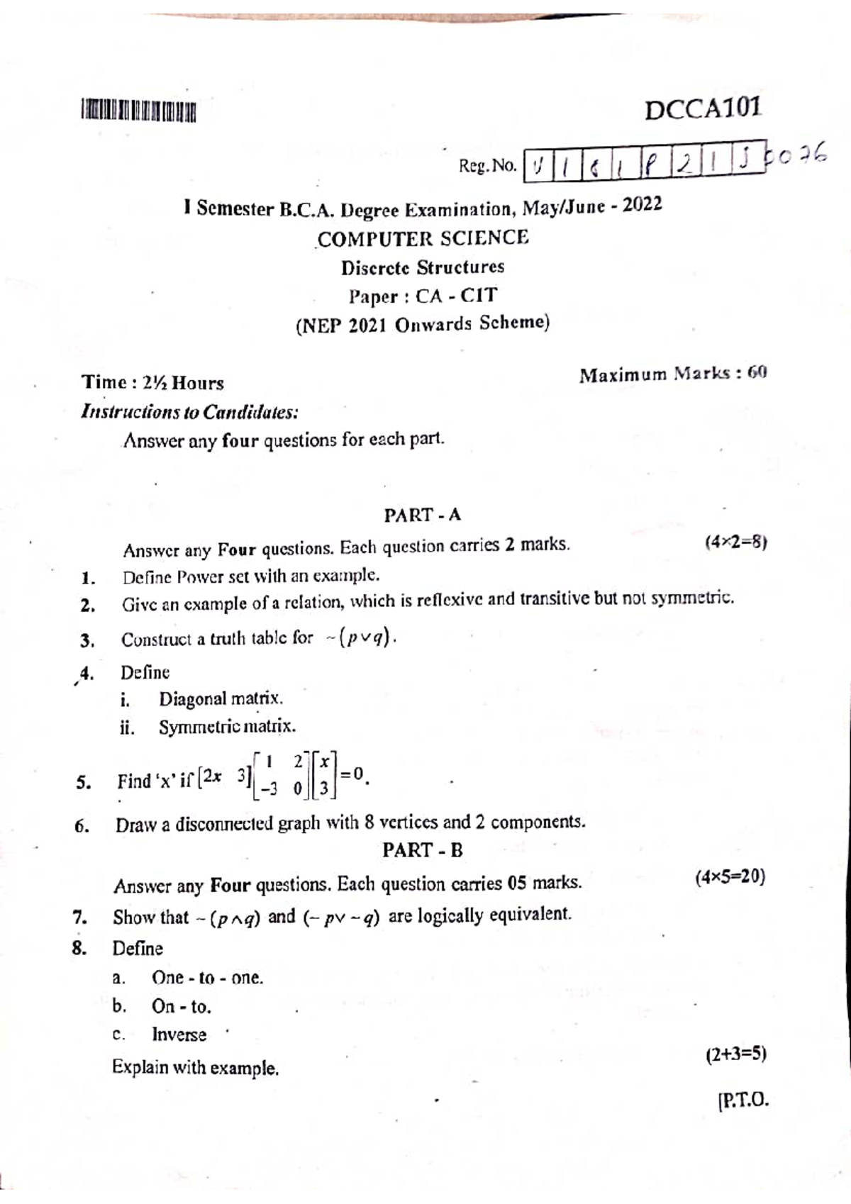 Bca-math_qpaper - Operating System - Studocu