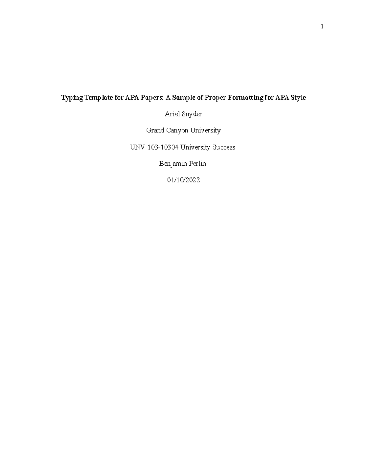 Reflection: Personal Finance Basics - Typing Template for APA Papers: A ...