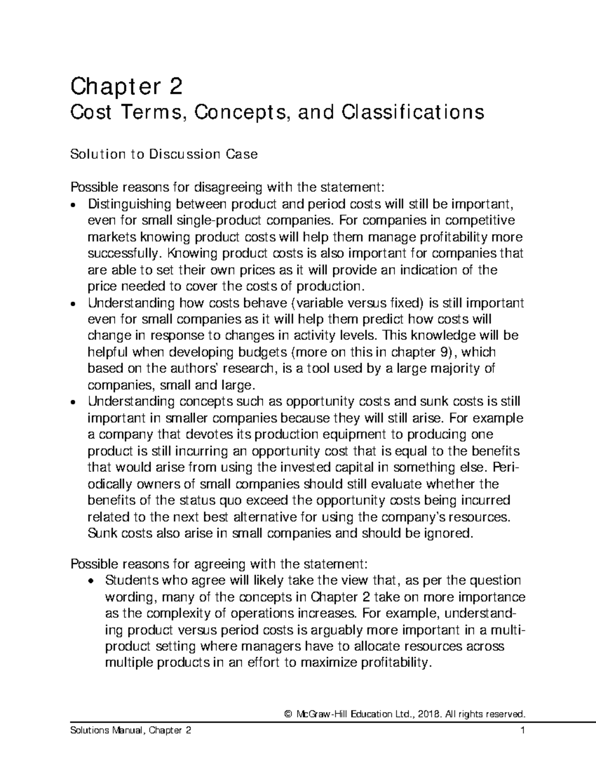 Chapter 2 Answer Key McGraw Hill Education Ltd 2018 All Rights