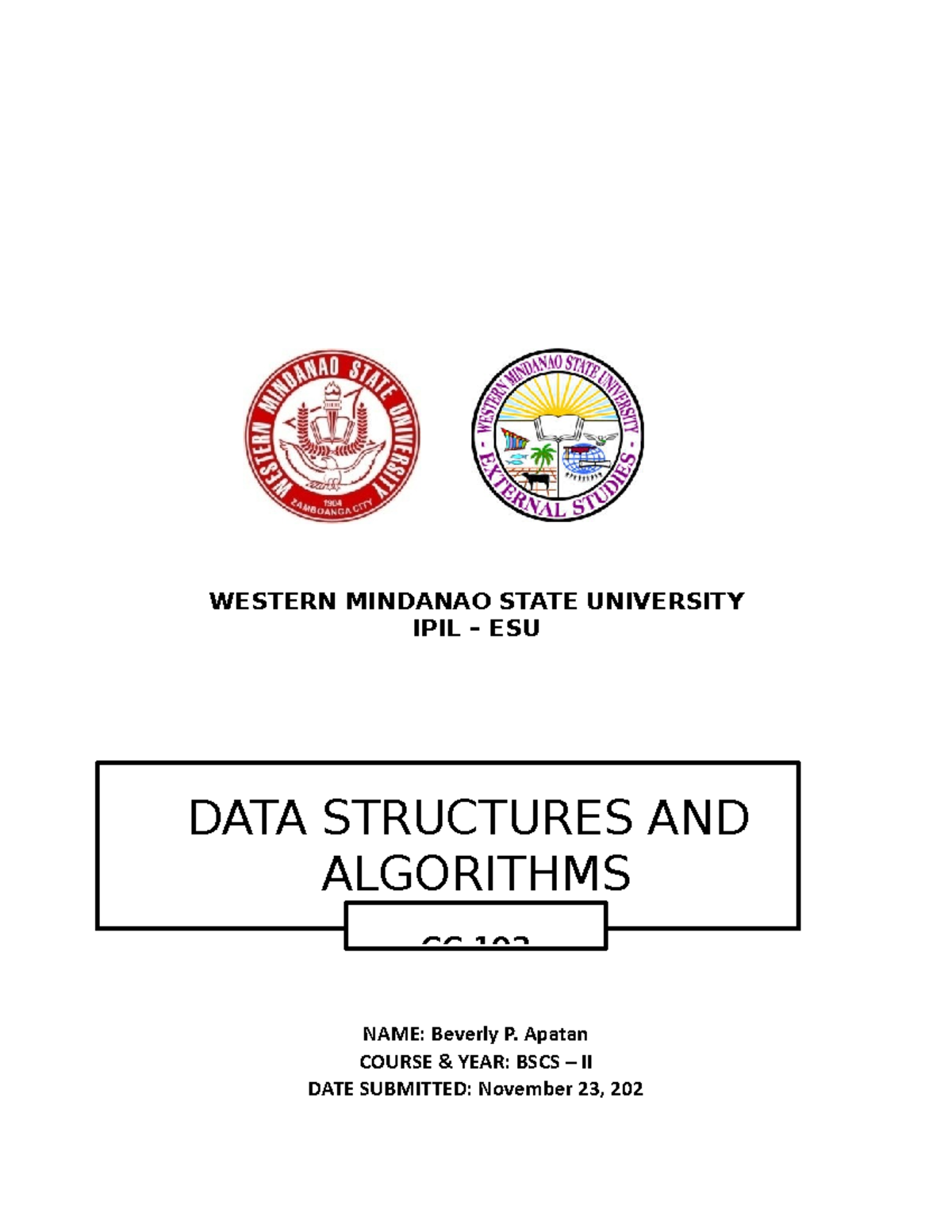 Week 11 DSA Ans - dsa subj - WESTERN MINDANAO STATE UNIVERSITY IPIL ...