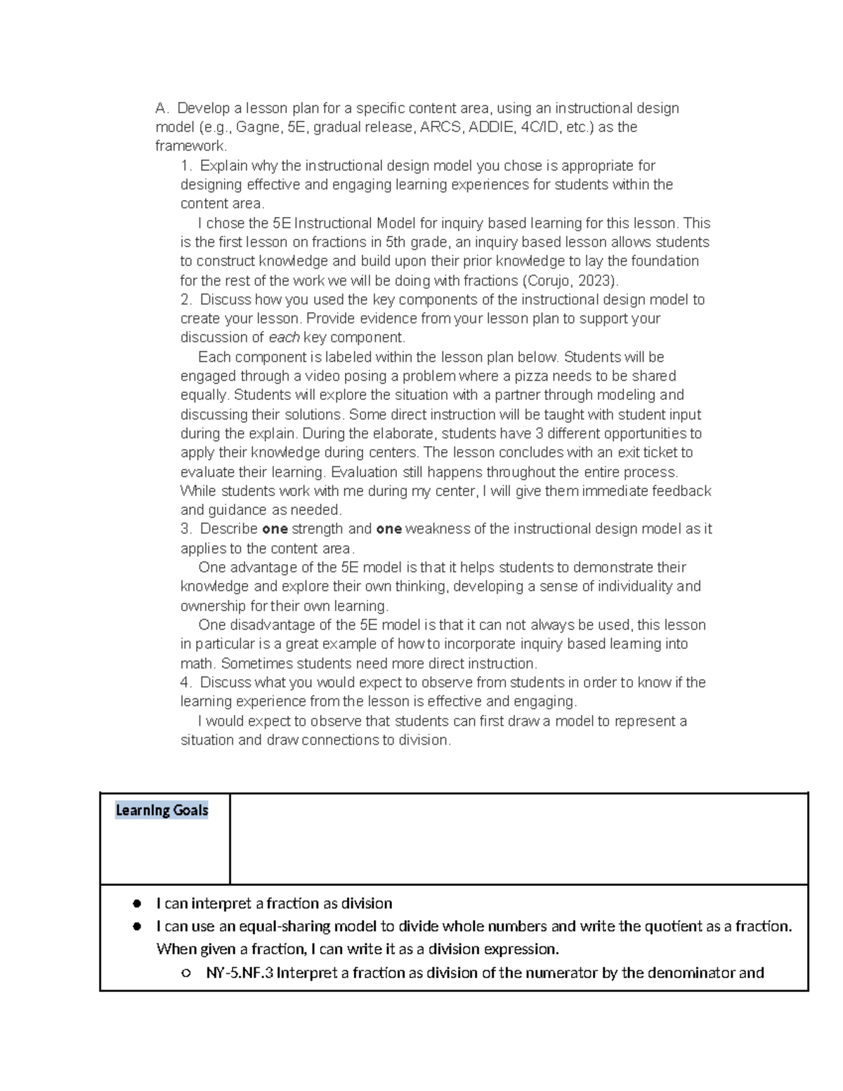 D185 Task 2 - Passed Assignment - A. Develop a lesson plan for a ...