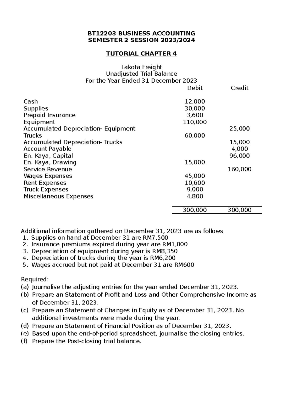 BT12203- Tutorial Chapter 4-2324- 2 - BT12203 BUSINESS ACCOUNTING ...