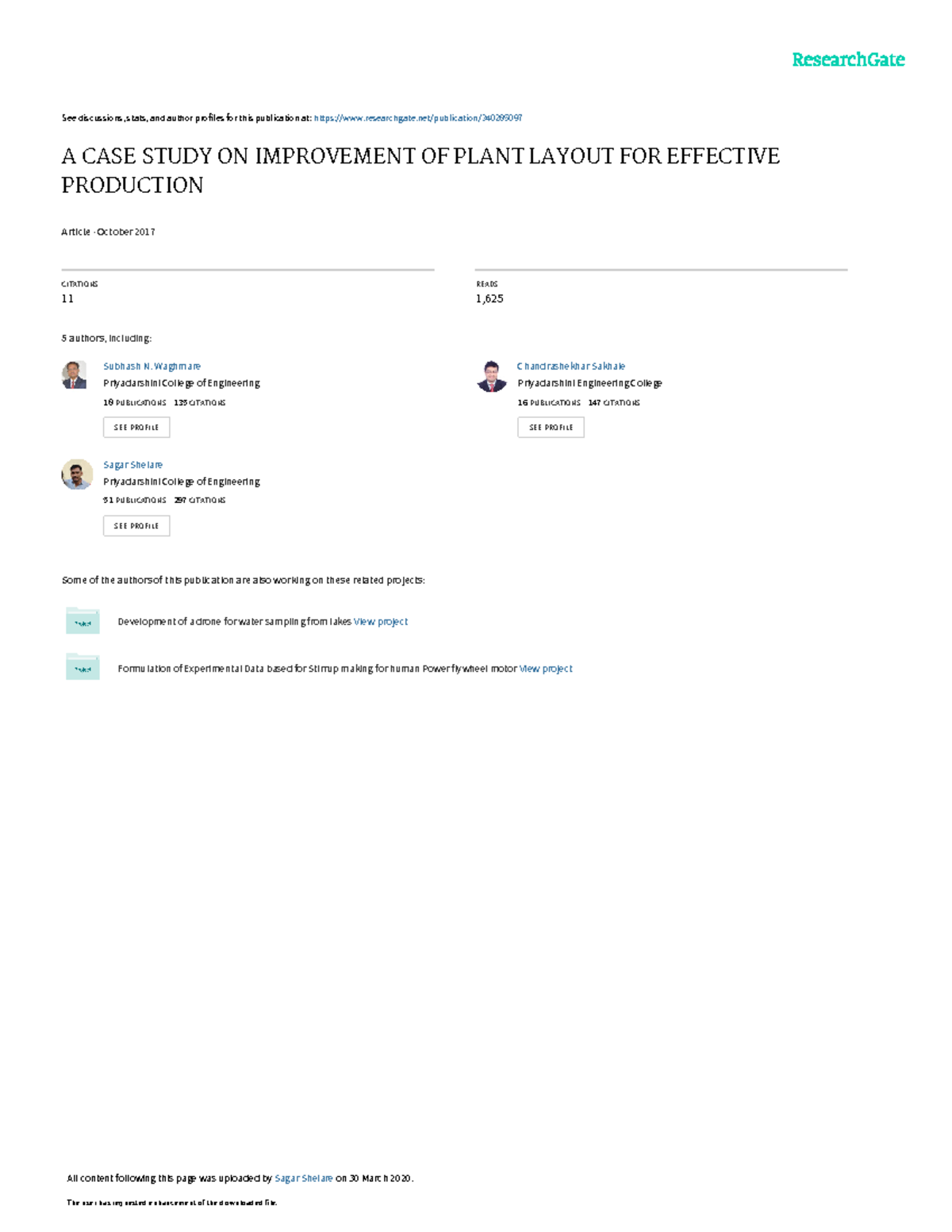 A CASE Study ON Improvement OF Plant LAY See Discussions Stats And a-case-study-on-improvement-of-plant-lay-see-discussions-stats-and