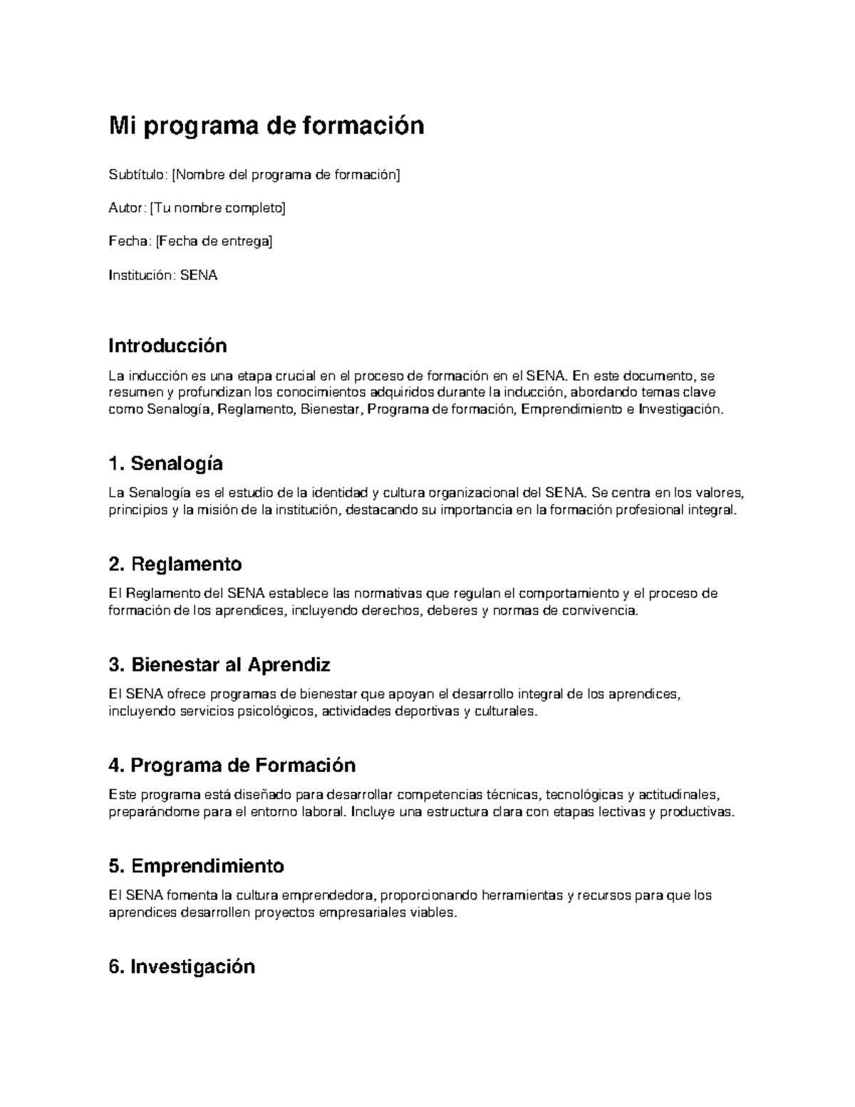 Mi Programa de Formacion SENA - Mi programa de formación Subtítulo ...