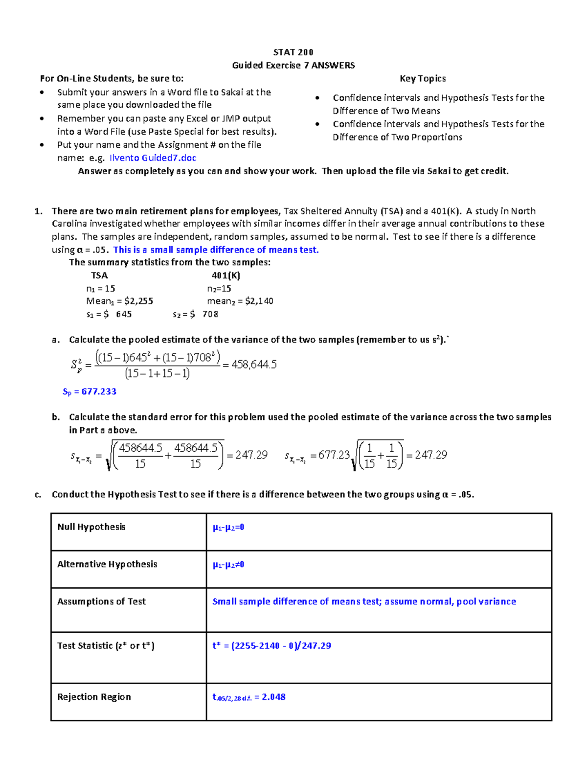 STAT 200 Guided Excercise 7 - Put your name and the Assignment # on the file name: e. Ilvento ...