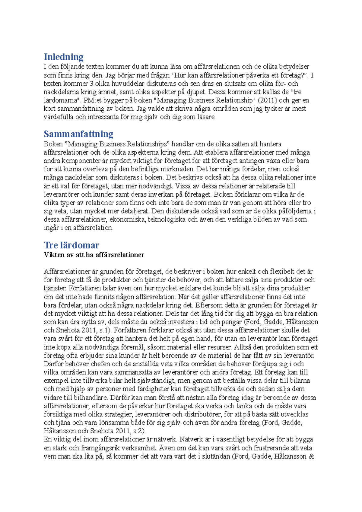 PM-Bok-Managing Business Relations - Inledning I den följande texten ...