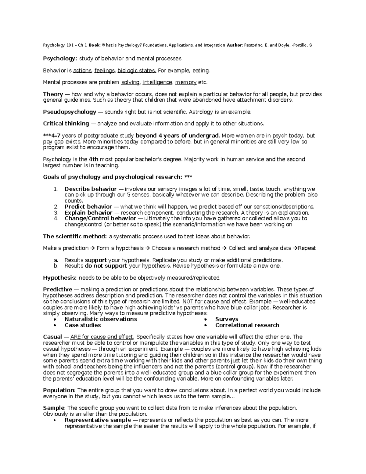 Chapter 1 Outline - Psychology 101 – Ch 1 Book : What is Psychology ...