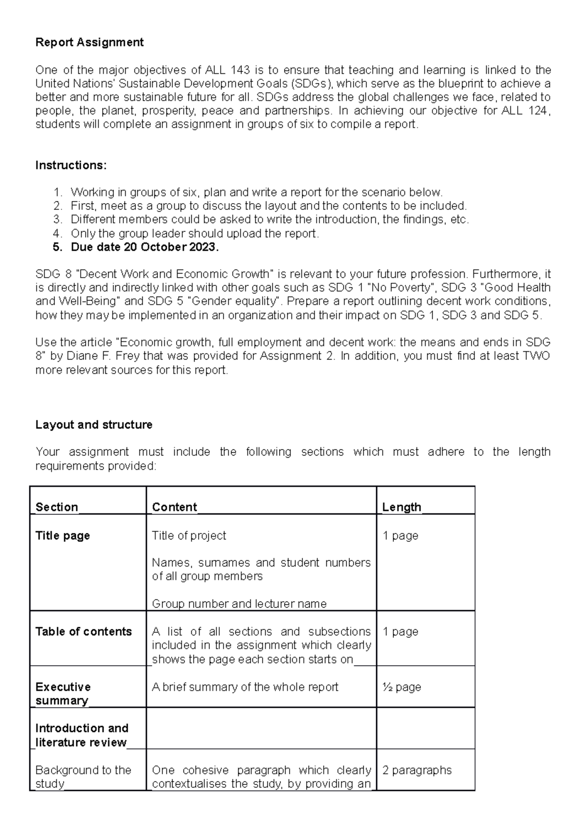 Report instructions - Report Assignment One of the major objectives of ...