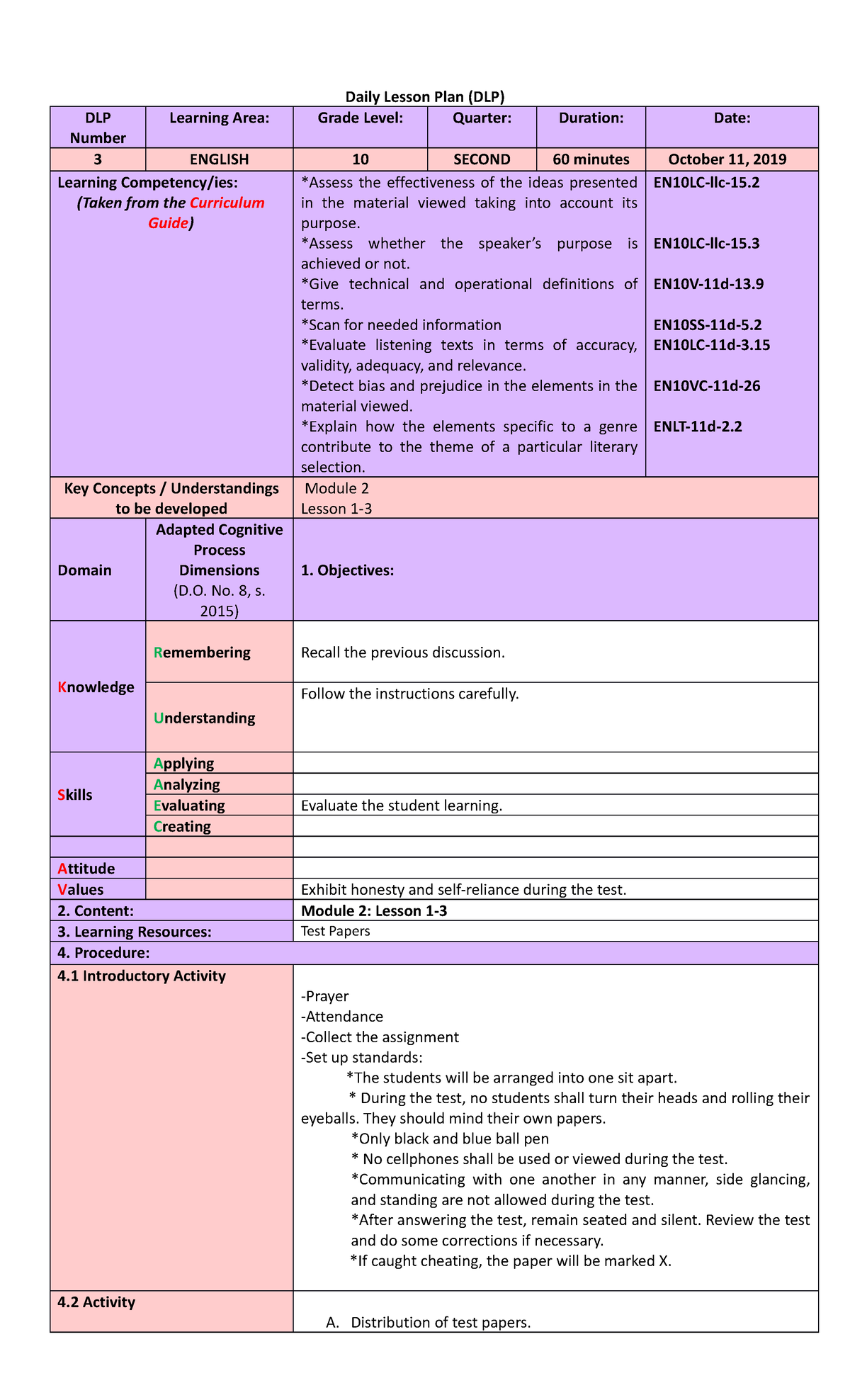 431459668 Grade 10 Summative - Daily Lesson Plan (DLP) DLP Number ...