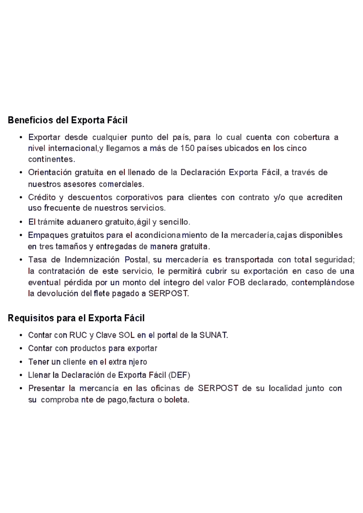 Requisitos de exporta facil - Beneficios del Exporta Fácil Exportar ...