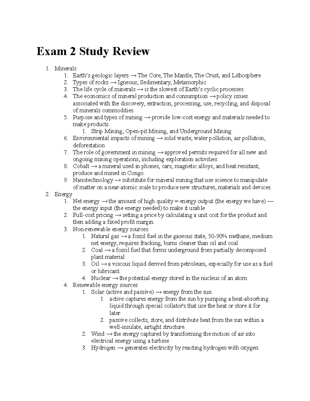 Study Guide for Exam 2 - Textbook: Living in the Environment 20th ...