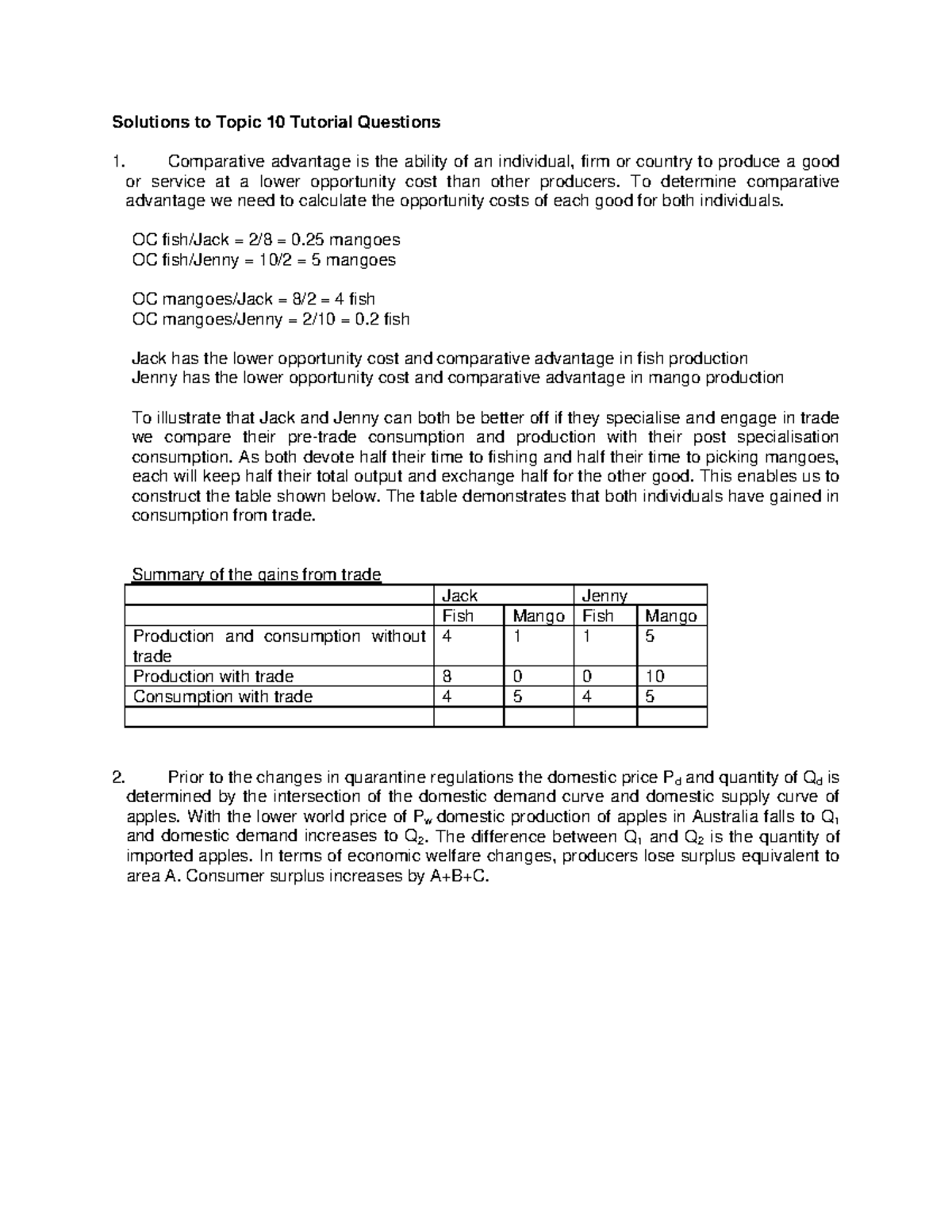 Topic 10 Tutorial Solutions - Solutions to Topic 10 Tutorial Questions ...
