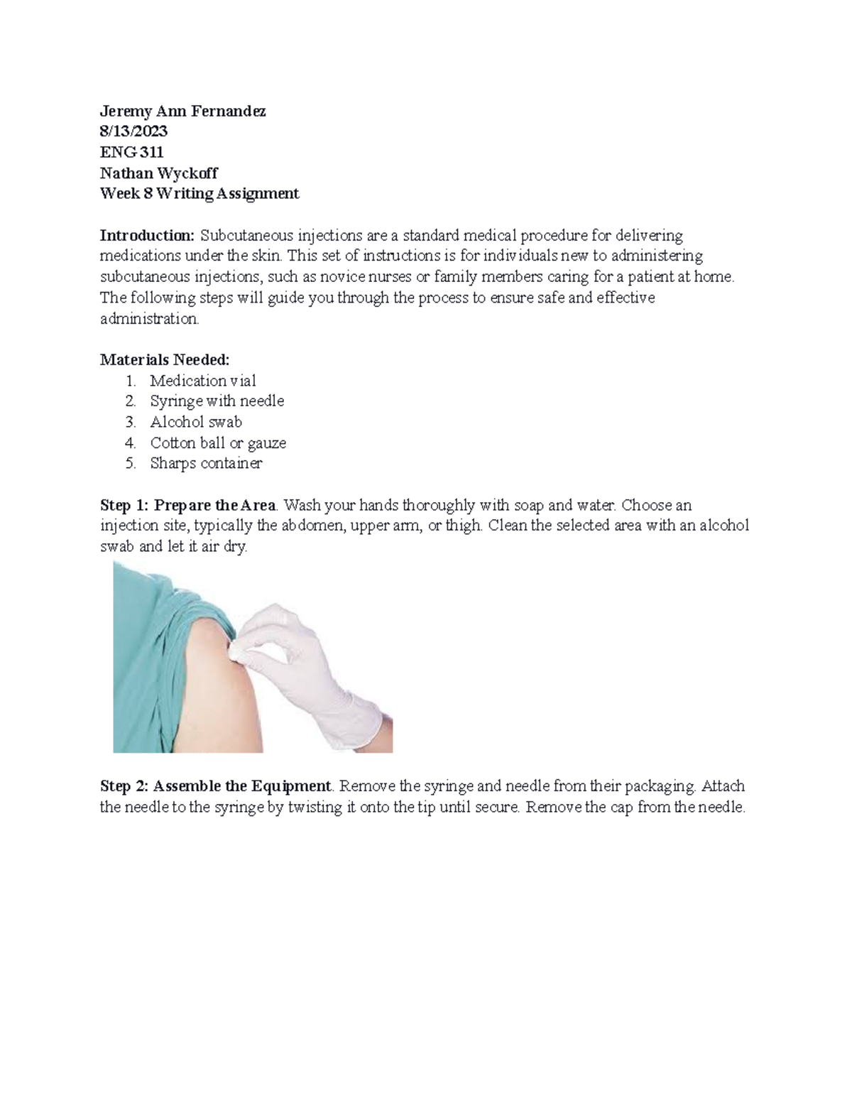 Week 8 ENG 311 Writing Assignment - Jeremy Ann Fernandez 8/13/ ENG 311 ...