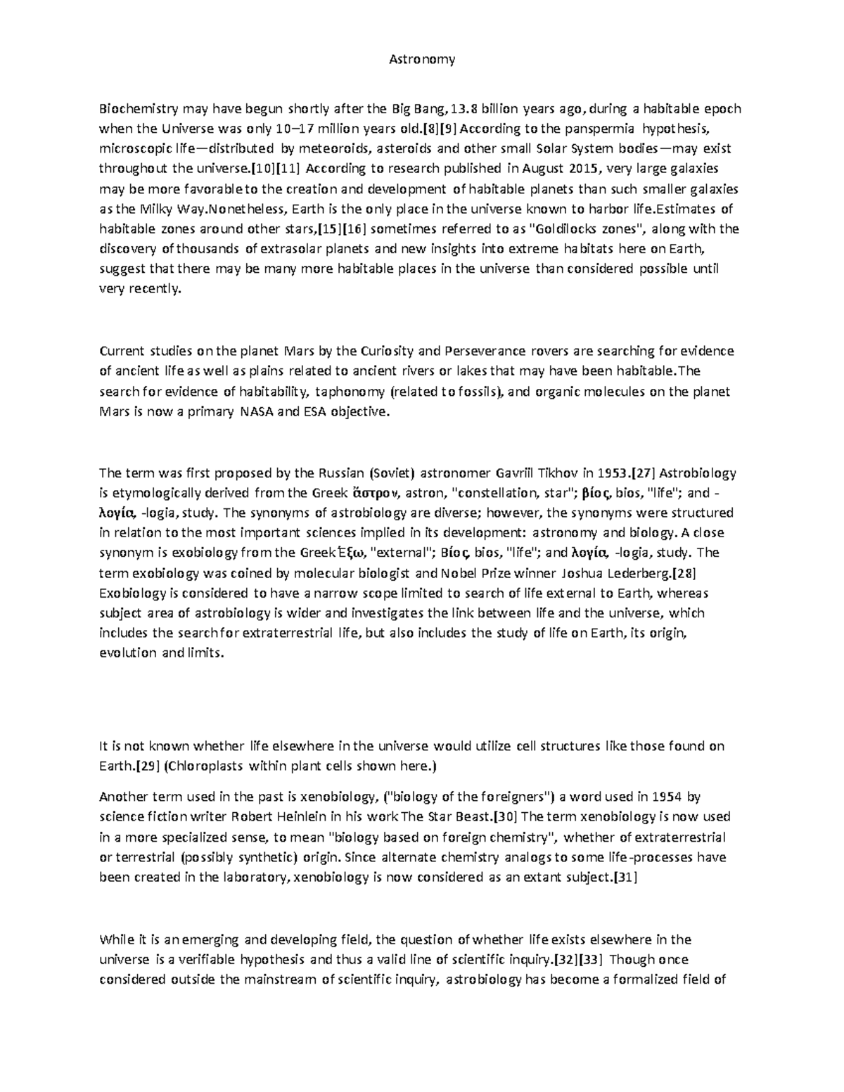 Astrobiology 3 - notes - Astronomy Biochemistry may have begun shortly ...