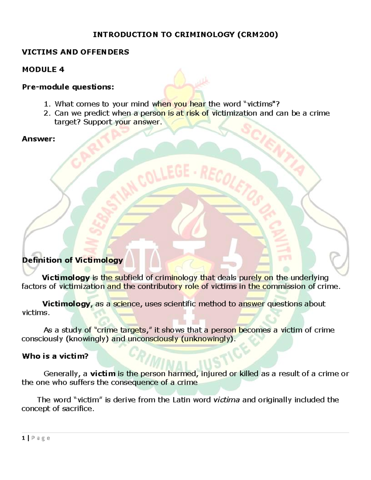 Module-4 full text Introduction TO Criminology - INTRODUCTION TO ...