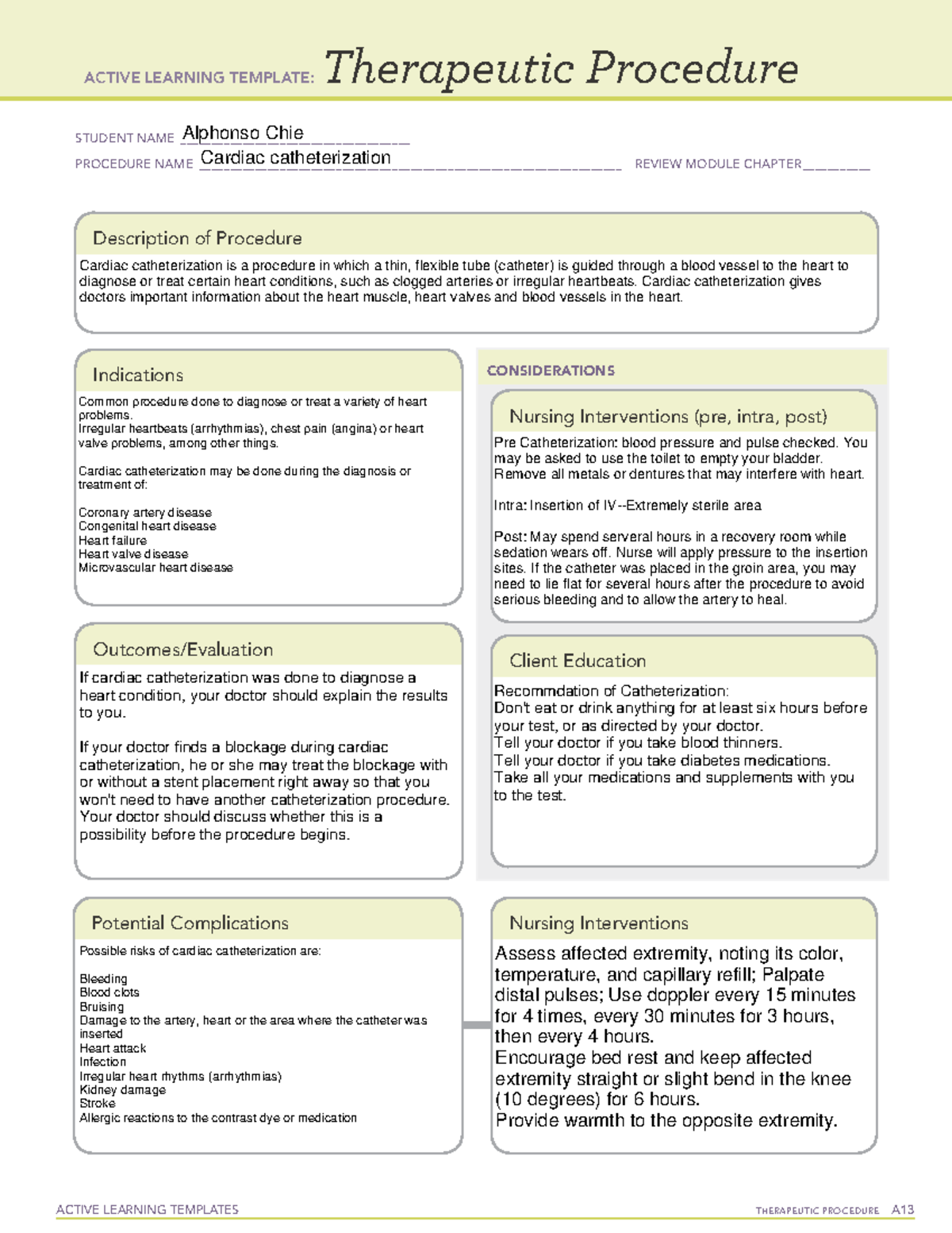 Cardiac Catherization Therapeutic Procedure Complete - ACTIVE LEARNING ...