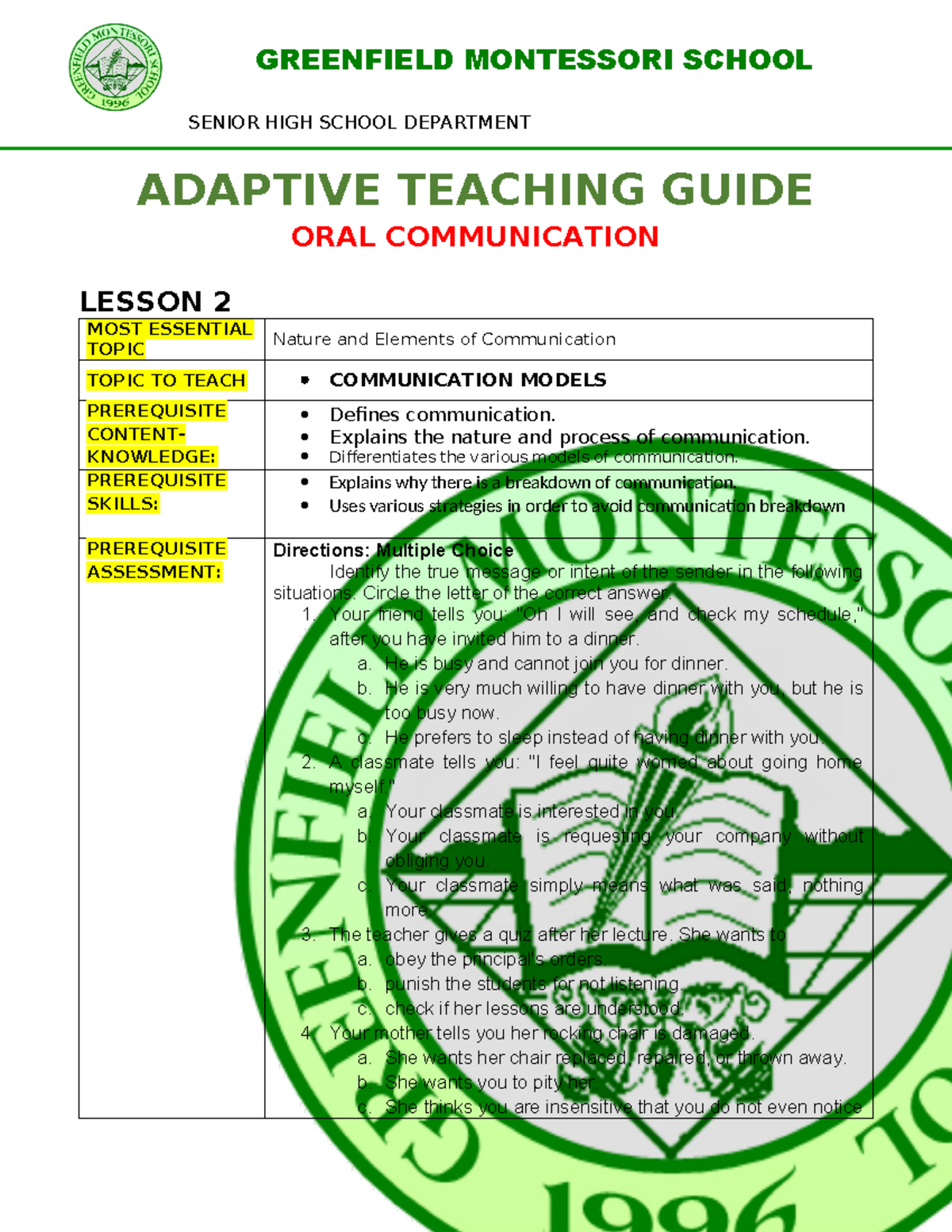 ATG - Sample 1 - ATG Guide - GREENFIELD MONTESSORI SCHOOL SENIOR HIGH ...