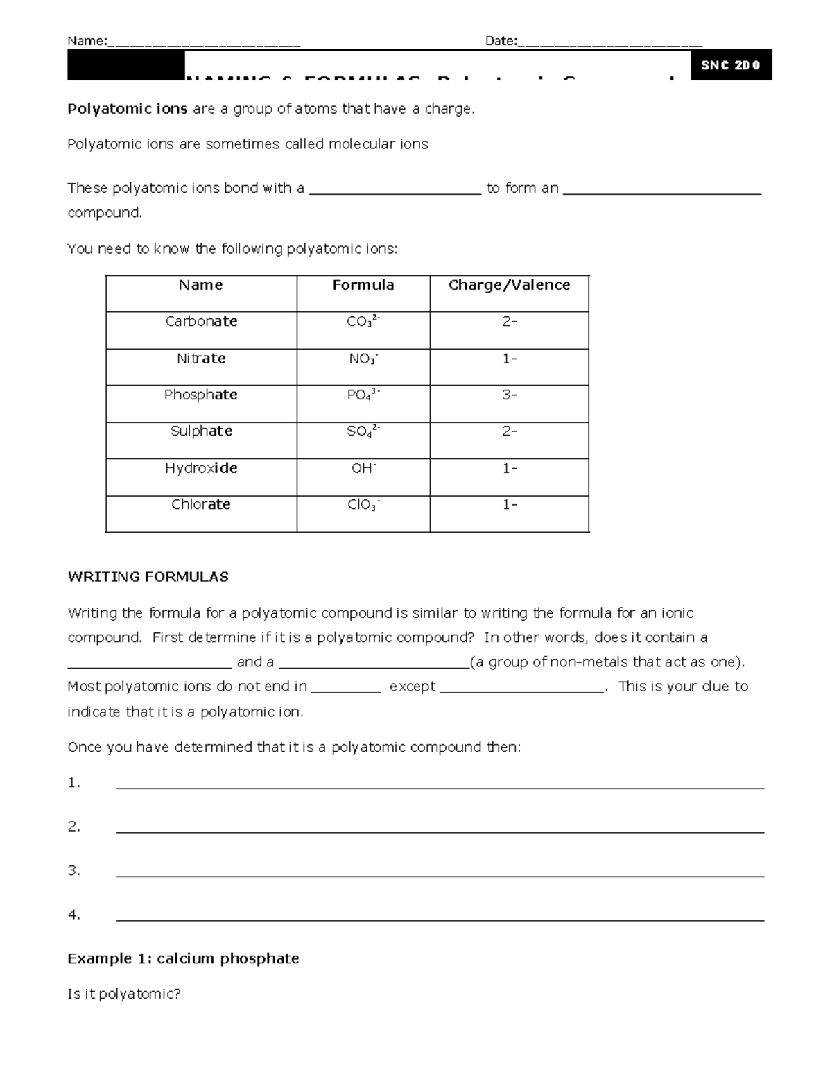 L5- Naming & Formulas- Polyatomic Compounds 2020 - Name ...