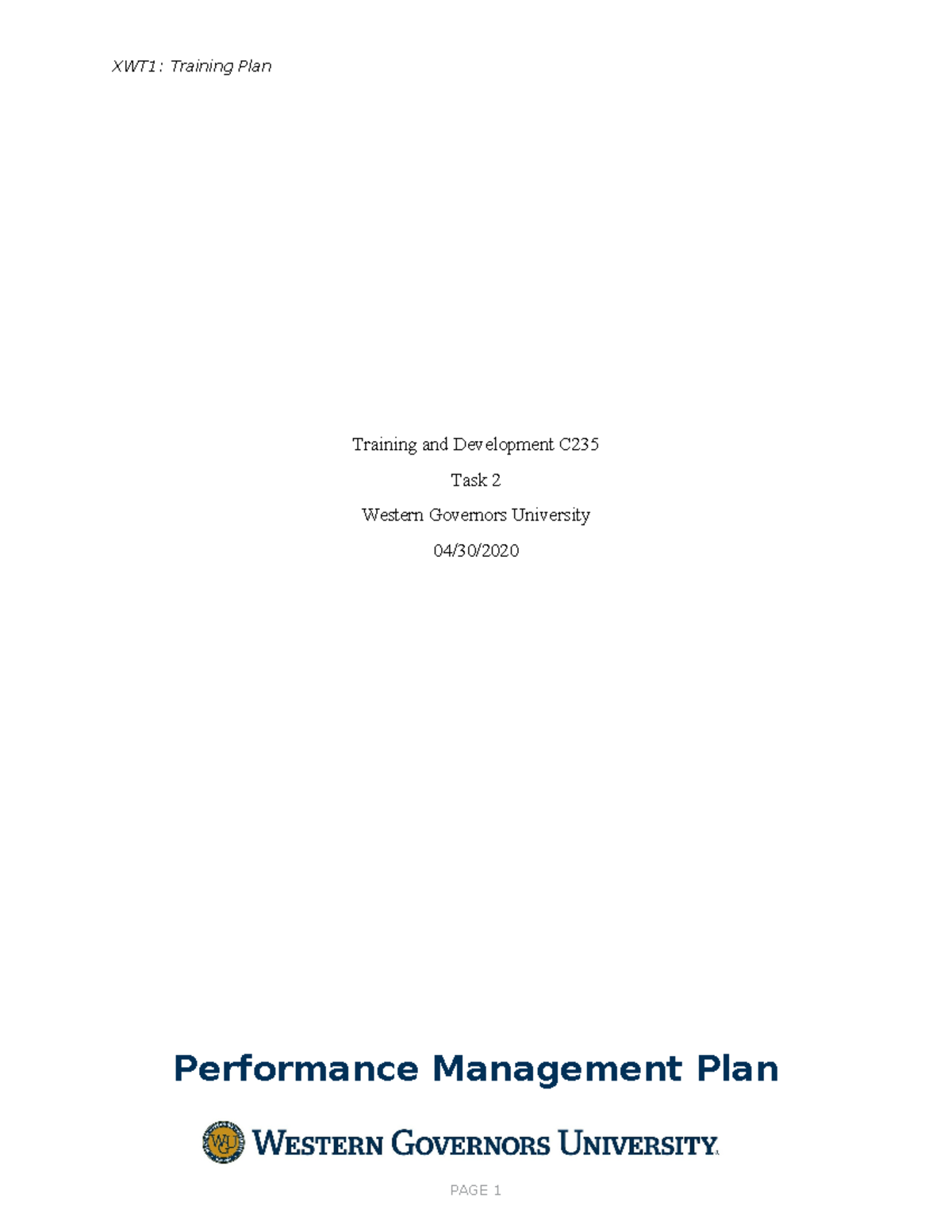 C235 Task 2 Performance Management Plan 2022 - Training and Development ...