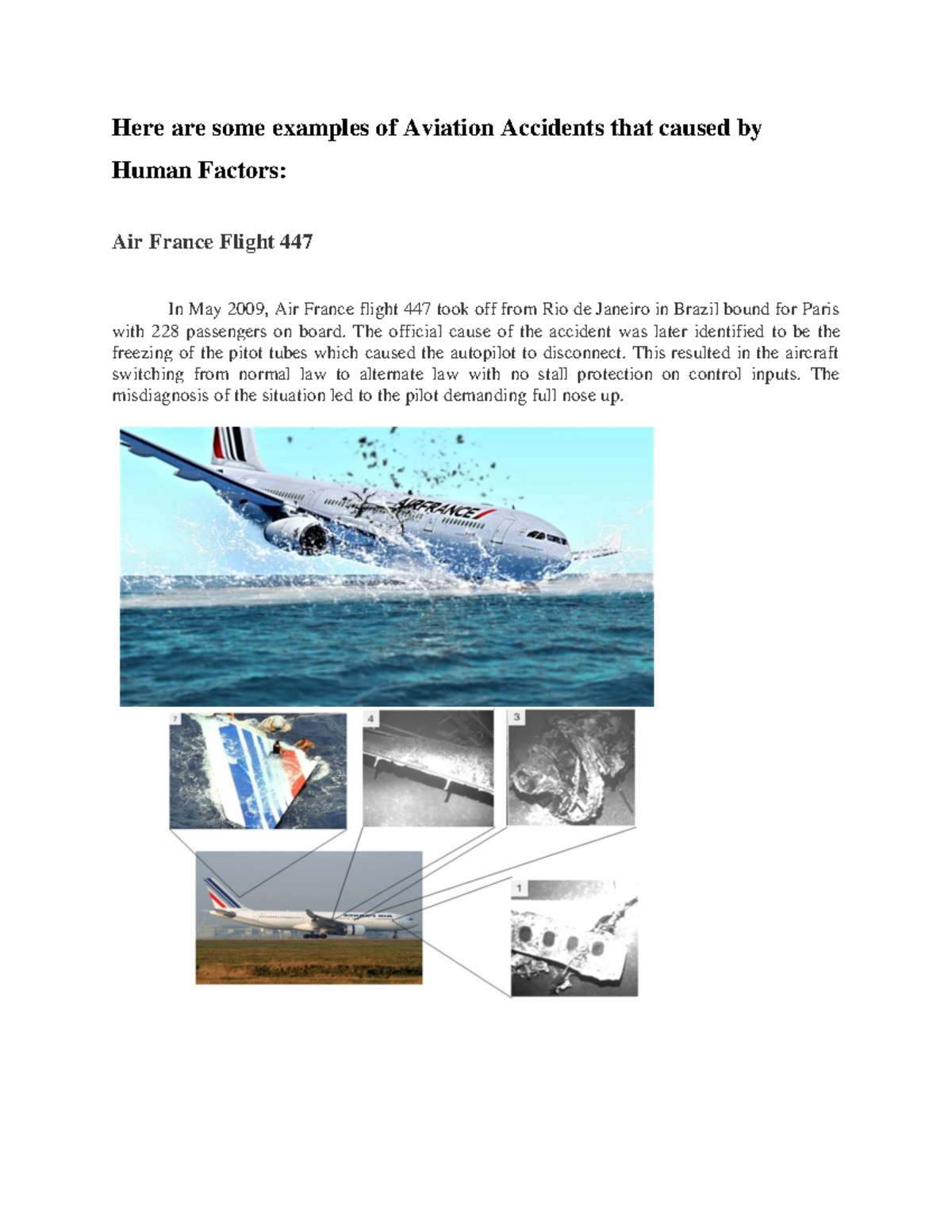 Here are some examples of Aviation Accidents that caused by Human ...