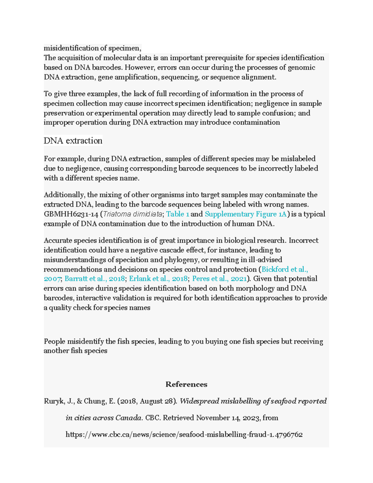 Detrimental of dna barcoding - Google Docs - misidentification of ...