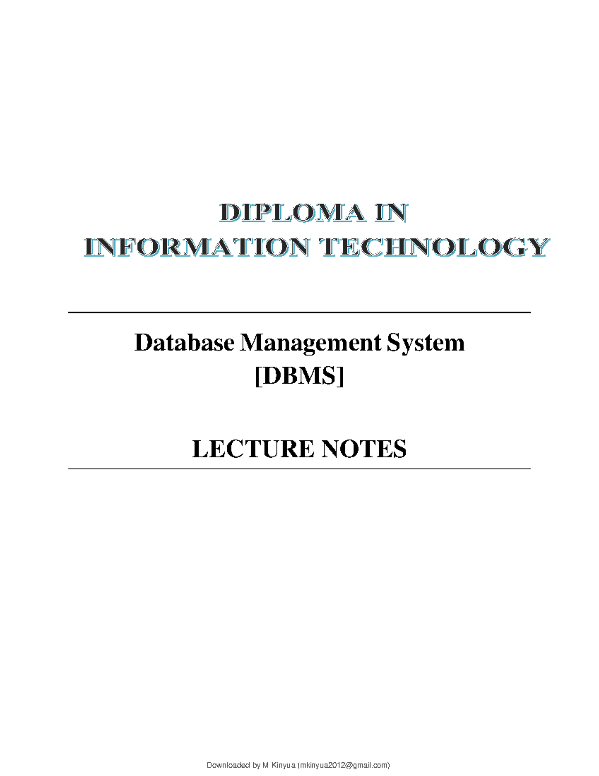 Dbms Full Notes Database Database Management System Dbms Lecture Notes Chapter 5 Entity