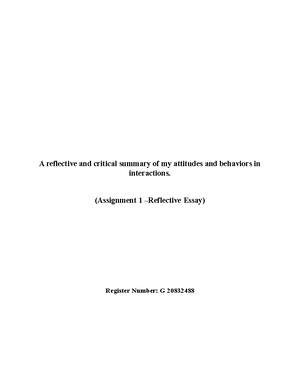Good Reflective Essay example - A reflective and critical summary of my ...