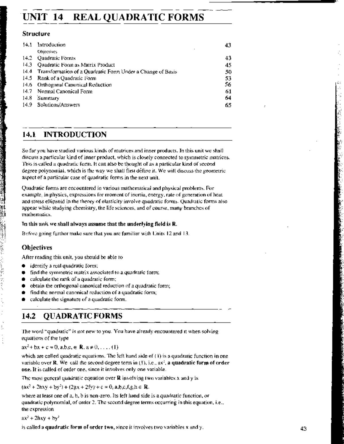 Unit-14 - Unit-14 Real quadratic forms - ####### UNIT 14 REAL QUADRATIC ...