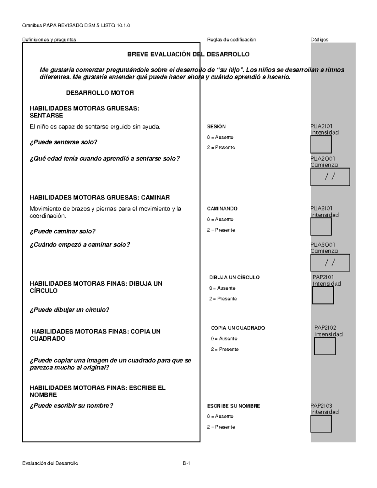 2. Brief Developmental Assessment - Definiciones y preguntas Reglas de ...