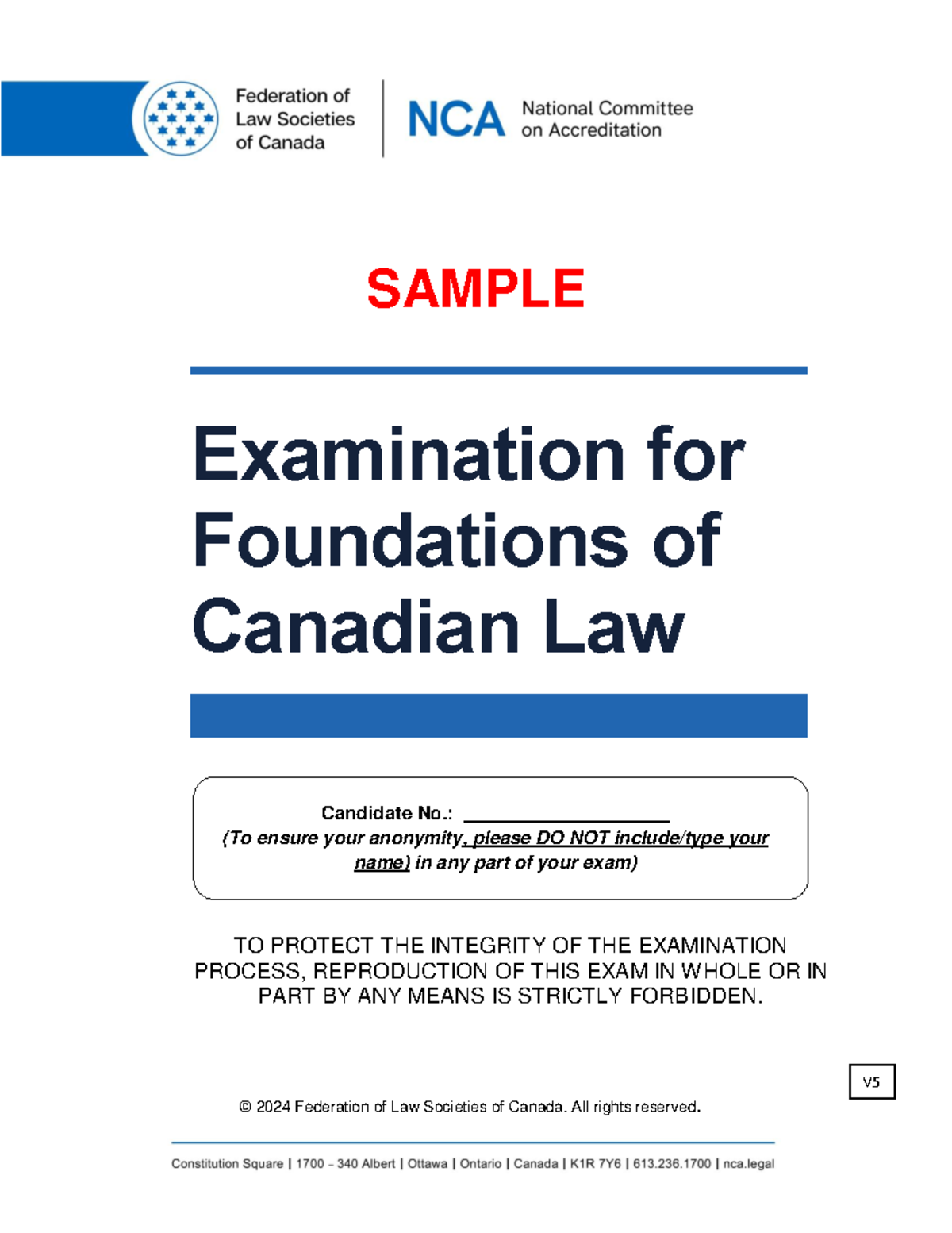 Foundations Sample Exam V5 - SAMPLE Examination for Foundations of ...