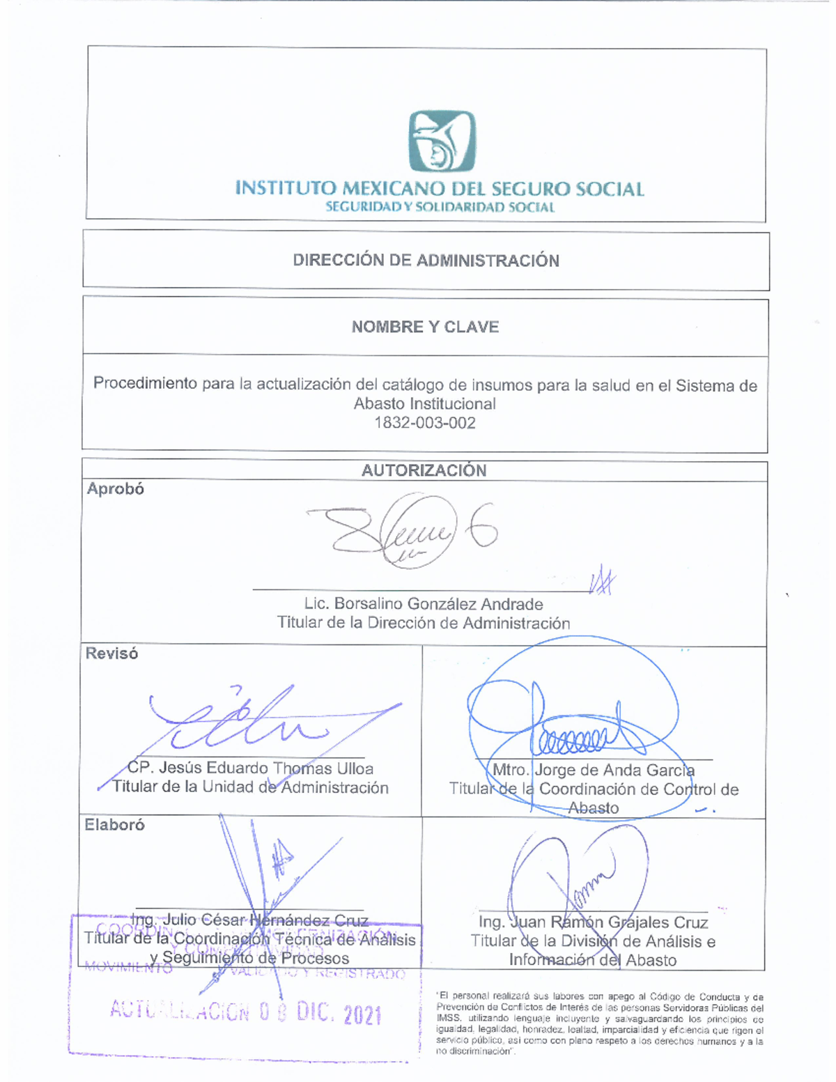 1832-003-002 - normativa institucional de segundo nivel - ÍNDICE Página ...