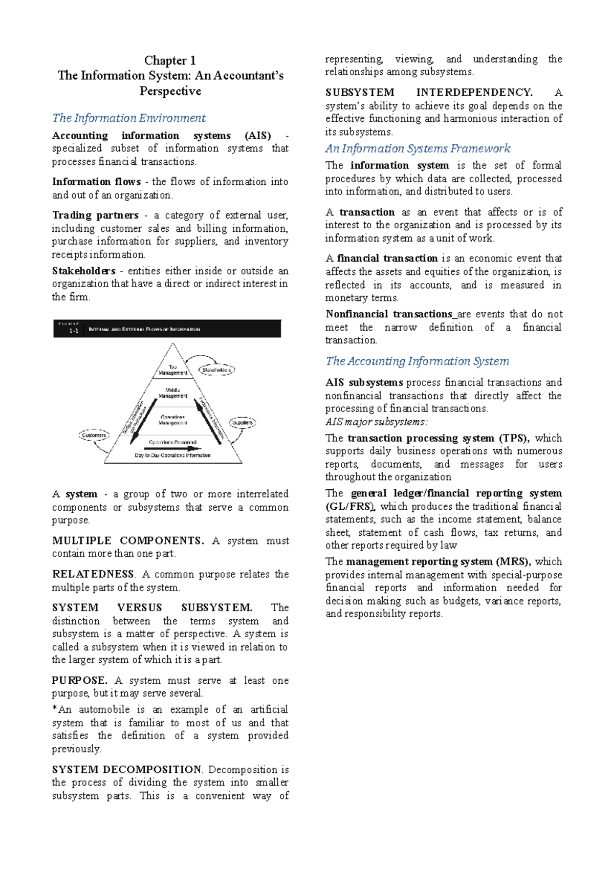 Chapter 1 to print - Chapter 1 The Information System: An Accountant’s ...