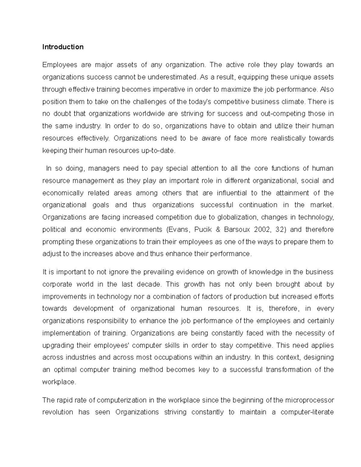 Training Project - Introduction Employees are major assets of any ...