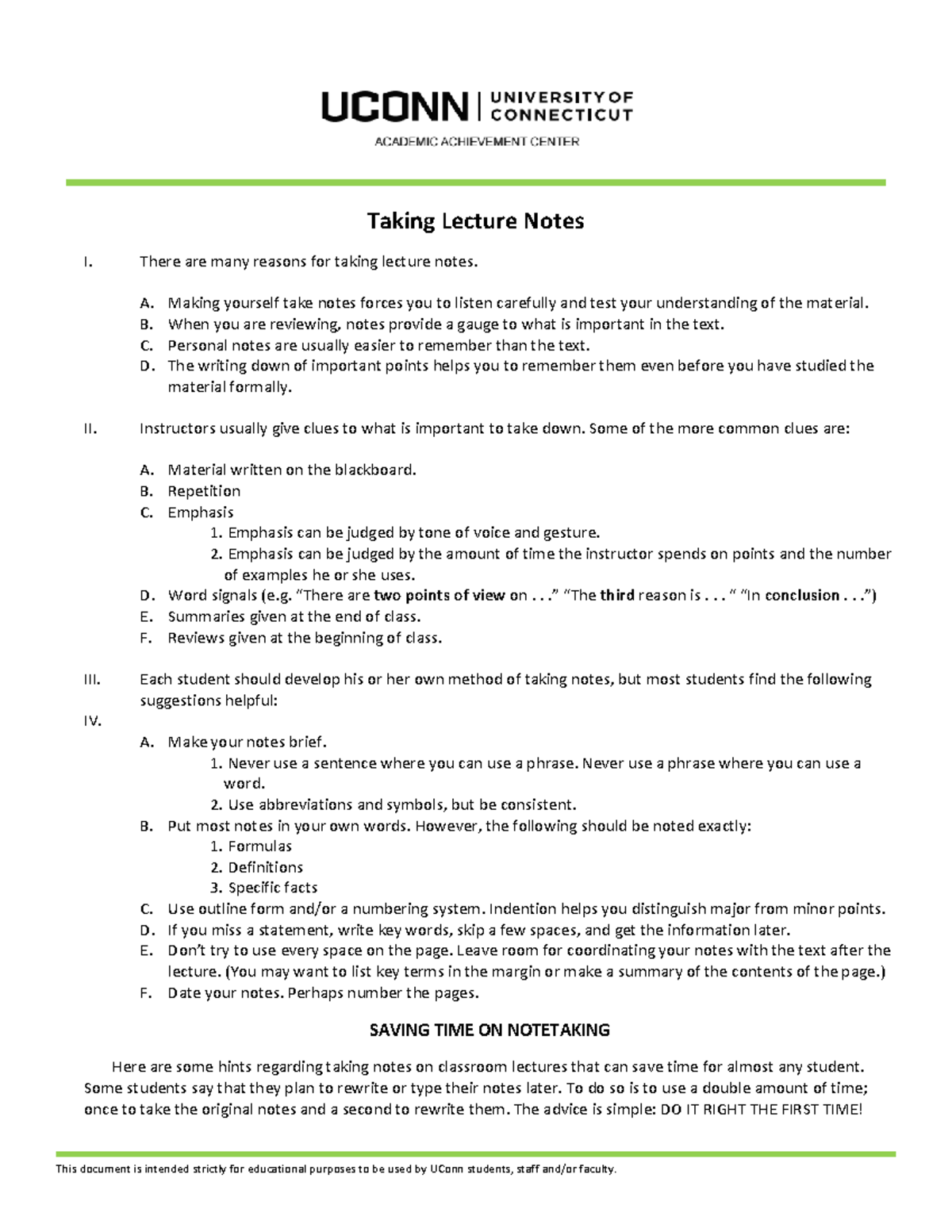 Taking-Lecture-Notes - This document is intended strictly for ...