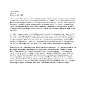 HUM 100 Short Response Answer 4-1 - Joshua Dillard HUM- September 25 ...