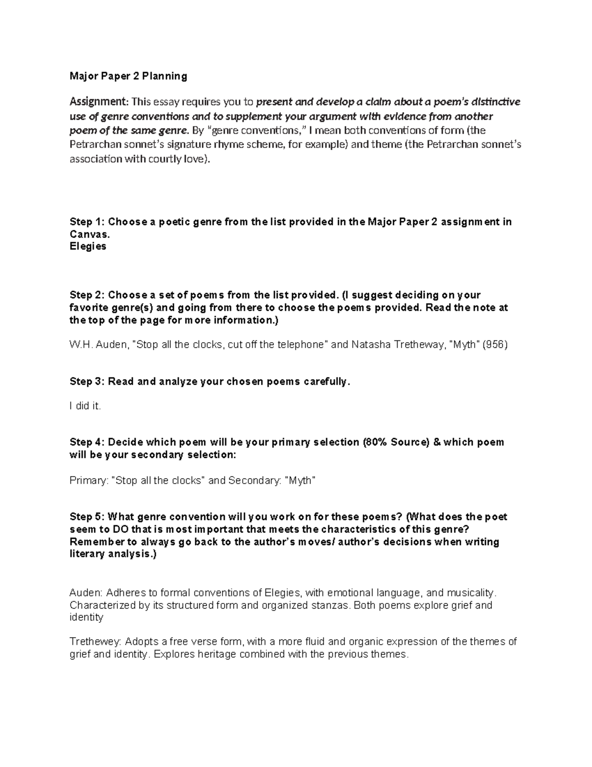 Major Paper 2 Planning - Major Paper 2 Planning Assignment: This essay ...