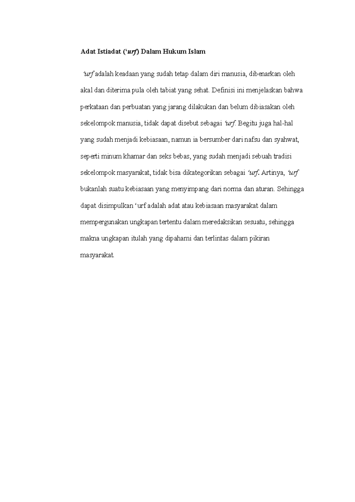Adat istiadat ('Urf) dalam islam - Adat Istiadat (‘urf) Dalam Hukum ...