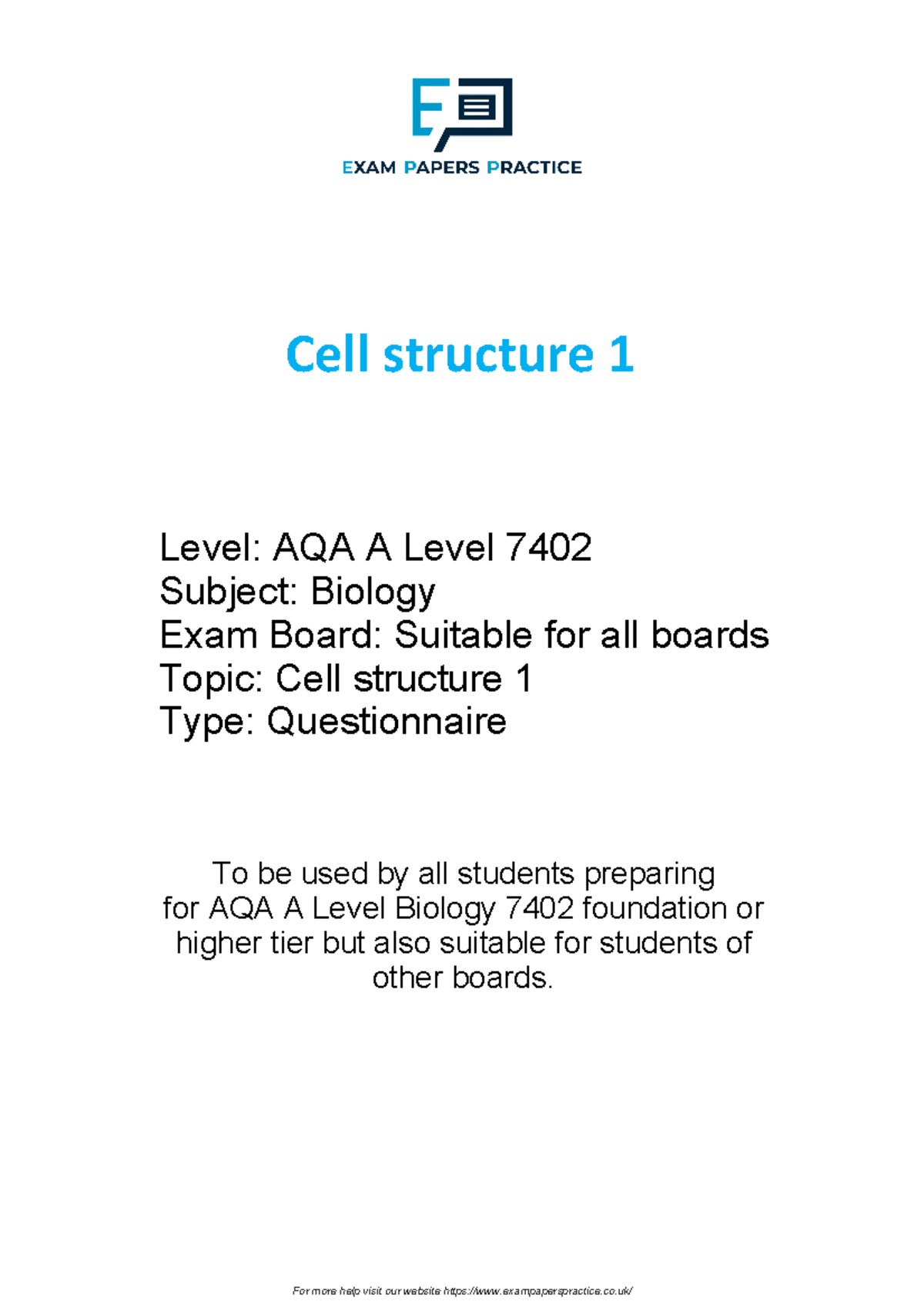 cell biology pp - Studocu